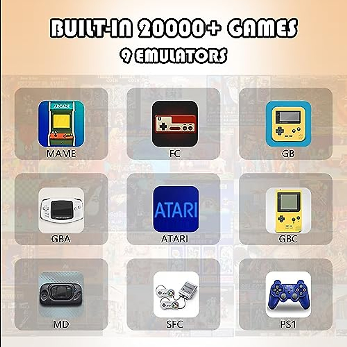 Wireless Retro Game Console, Retro Game Stick, Plug and Play Video Game Stick Built in 10000+ Games, 4K HDMI Output, 9 Classic Emulators, with 2.4G Wireless 2 Controllers(64G)