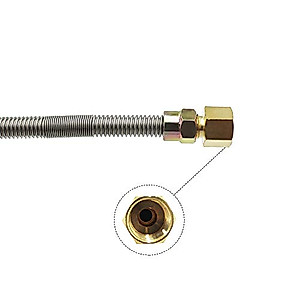 MENSI Non-Whistle 3/8" Female Flre with 1/2" Adapter Flexible Flex Gas Line for LPG and NG Fire Pit Hose Connection Kit in 24" Length