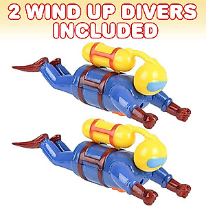 ArtCreativity Wind Up Bath Toys for Kids, Set of 2, Swimming Bath Toys, Water Scuba Diver Baby Bath Toys, Fun Bathtub Toys for Kids, Underwater Party Favors for Boys and Girls, Goodie Bag Fillers
