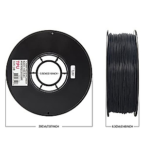 Inland 1.75mm Black TPU 3D Printer Filament, Dimensional Accuracy +/- 0.03 mm - 1kg Spool (2.2 lbs)