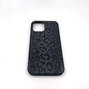 XUNQIAN Compatible for iPhone 12 Case, iPhone 12 Pro Case, Black Leopard Cheetah Animal Skin Print Art Thin Soft Black TPU +Tempered Mirror Protective Case for Apple 12/12 Pro (for iPhone 12/12 Pro)