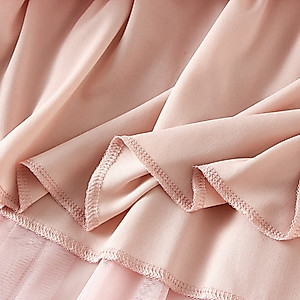 Dirholl Women's A-Line Fairy Elastic Waist Tulle Midi Skirt Scallop Pink