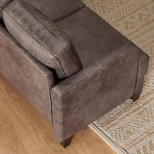 Vesgantti 72 inch L Shaped Couches, 3 Seater Sectional Sofa with Chaise Lounge, Upholstered Modern 3 Cushion Sofa, 2 Piece Sofa Set for Living Room, Apartment, Office, Brown