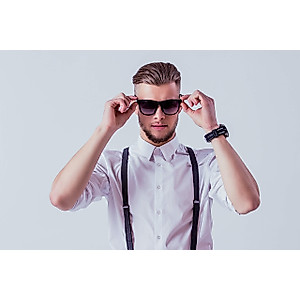 NAVISIMA Adjustable Elastic Y Back Style Suspender With Strong Metal Clips, Black (1 PK)