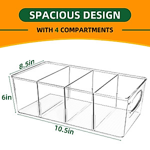 3 Pack Pantry Organizer Bins with Removable Dividers, Divided Food Storage Containers, Perfect for Cabinet Organizers, Kitchen Organization, Pantry Storage, Refrigerator Organizers