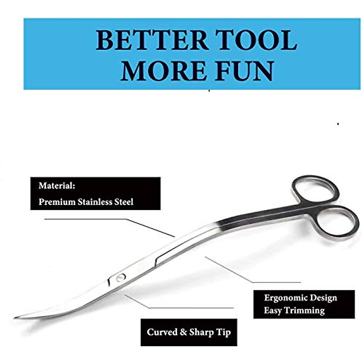 JIAYOUXILE Aquarium Scissors-Aquarium Fish Tank Stainless Steel Mirror Wave Scissors ,Professional Water Grass Scissors Landscape Maintenance Tools ,Perfect for Aquarium TankAquarium Plant Tool .