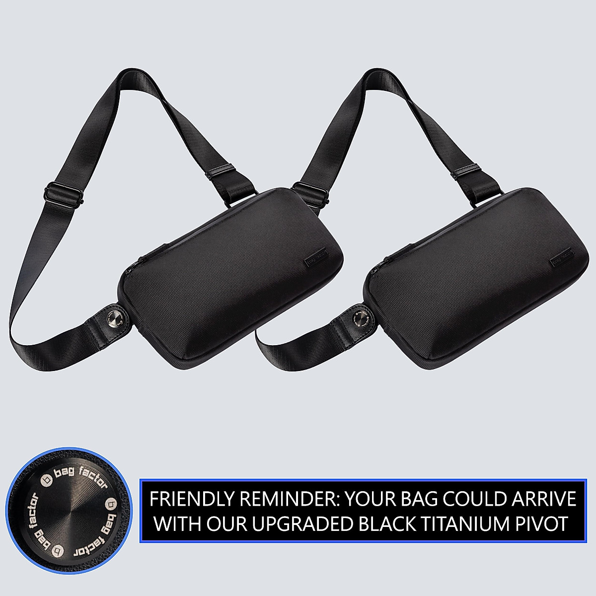 Bag Factor Small EDC Minimalist Crossbody Sling Bag for Men and Women – RFID Phone Bag Wallet – Chest Shoulder Backpack (Black)