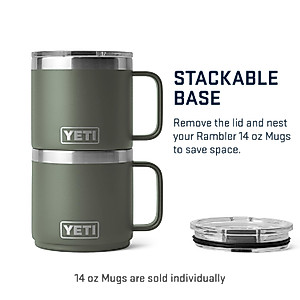 YETI Rambler 14 oz Stackable Mug, Vacuum Insulated, Stainless Steel with MagSlider Lid, Camp Green