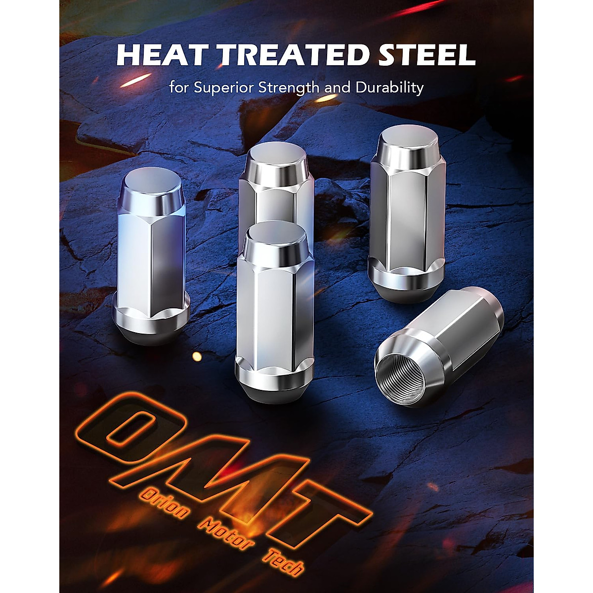 Orion Motor Tech M14x1.5 Lug Nuts with Cone Seat, 3/4" 19mm Hex 1.9x0.87 in. Chrome Plated Wheel Lug Nuts Compatible with Chevrolet Silverado Suburban 1500 Ford Expedition F-150 Ram 1500, Set of 24