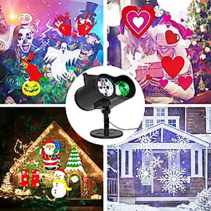 Holiday Projector Lights Outdoor Halloween Christmas LED Projector Lights 3D Ocean Wave & 20 Patterns Projection Light with Remote for Holiday Birthday Xmas Party Landscape Decorations