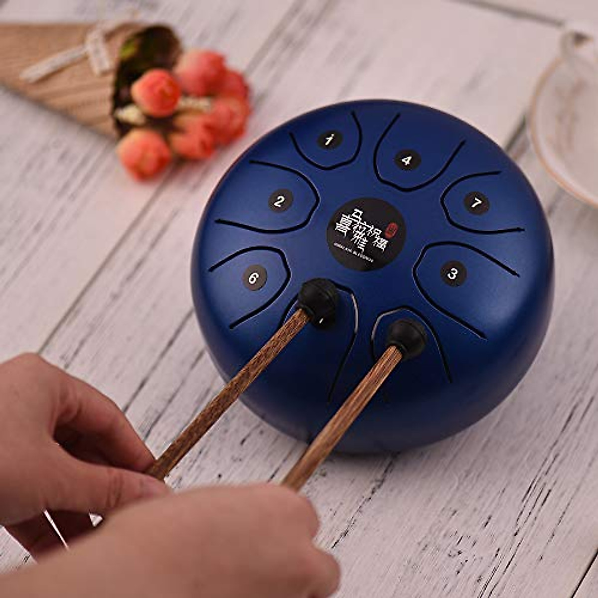 Btuty Mini 8-Tone Steel Tongue Drum 5.5 Inch C Key Percussion Instrument Handpan Drum with Drum Mallets Carry Bag