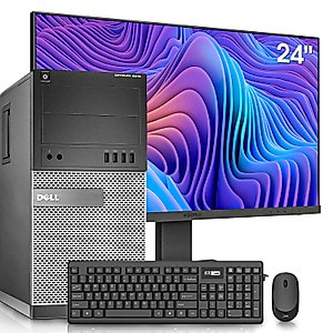 Dell OptiPlex 9010 Tower Computers PC and 24 Inch Monitor Bundle,Intel i7 3.4GHz, 32GB Ram New 512GB SSD,Intel AC7260 Built WiFi Bluetooth,Refurbished Desktop Computers,Windows 10 Pro (Renewed)