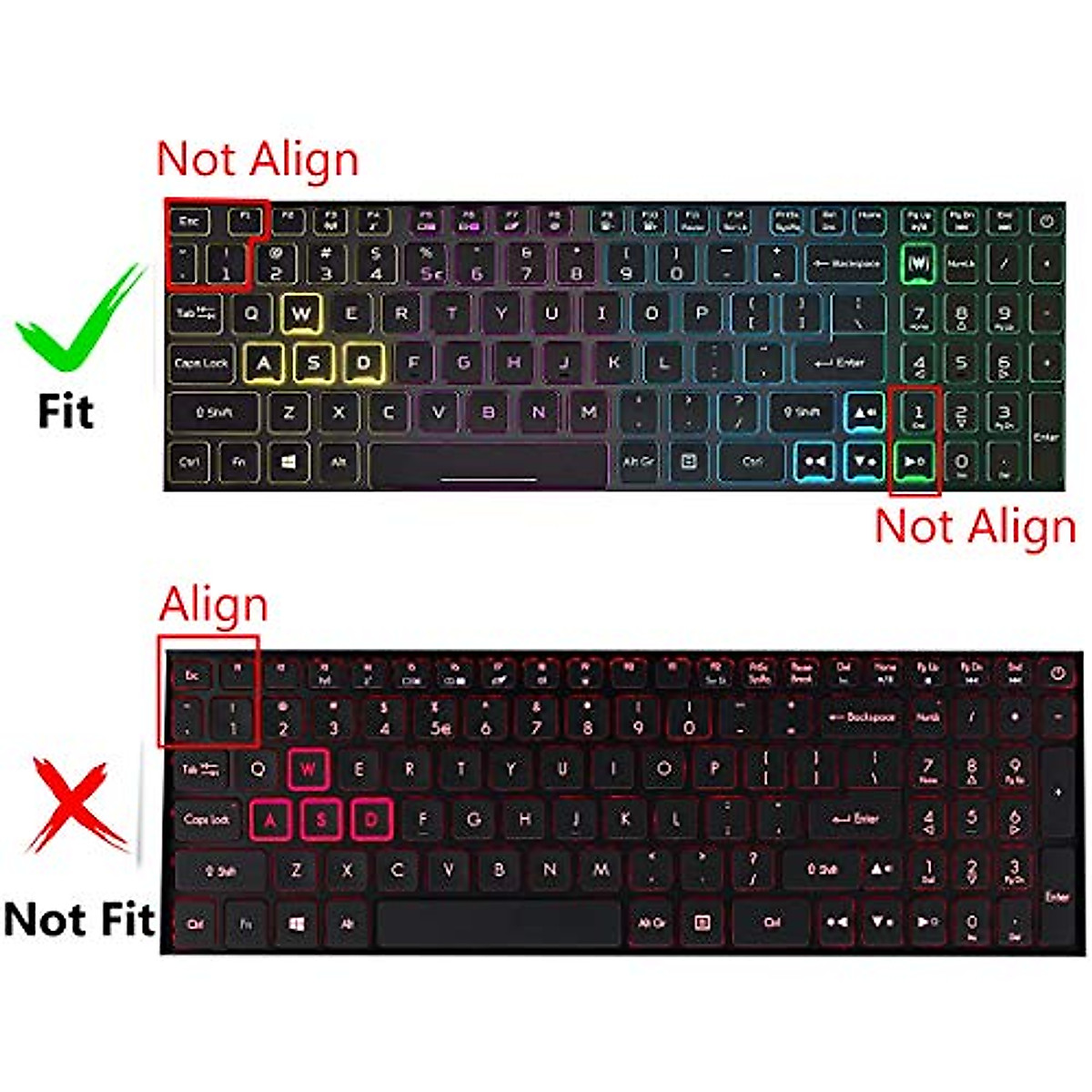 Keyboard Cover for Acer Predator Helios 300 PH315-54 PH315-53 PH315-52 PH317-53 15.6" 17.3"，Acer Nitro 5 AN515-54/55/43/44 AN517-51/52 AN715-51/52 15.6" 17.3" Gaming Laptop,Acer Aspire VX 15 17-Clear