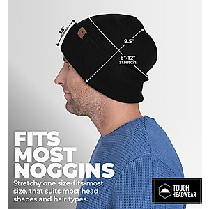 Tough Headwear Cuffed Beanie Hats for Men - Winter Beanies for Women - Toboggan Hat - Mens Winter Knit Hat - Stocking Cap Black