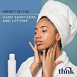 Designetics THNK, Plastic Bottle Squeeze Containers with Disc Top, Reusable, Refillable, Great for Travel-Size Hand Sanitizers and On-the-Go Liquids (5-pack, 4-oz)