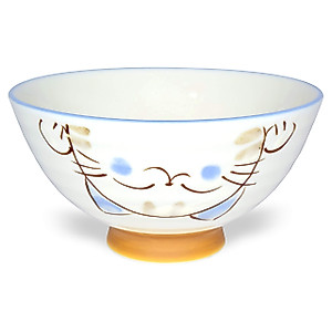 Japanese Handcrafted Rice Bowl, Authentic Mino Ware Pottery, Calico Cat Motif Design, MIKE Blue Chawan, set of 2