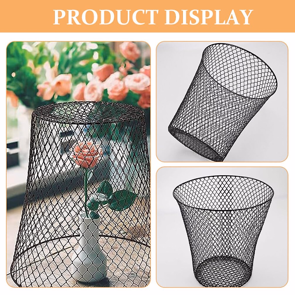 ABOOFAN Storage Basket Multi Functional Hollow Basket Plant Protective Office Wastepaper Trash Can Bathroom Bedroom Kitchen Living Room