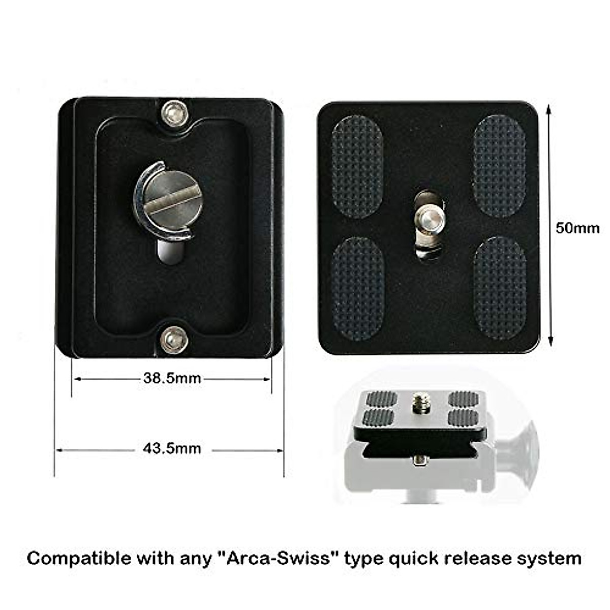 Harwerrel 50mm Quick Release Plate Fits Arca-Swiss Standard for Camera Tripod Ballhead (Pack of 2)