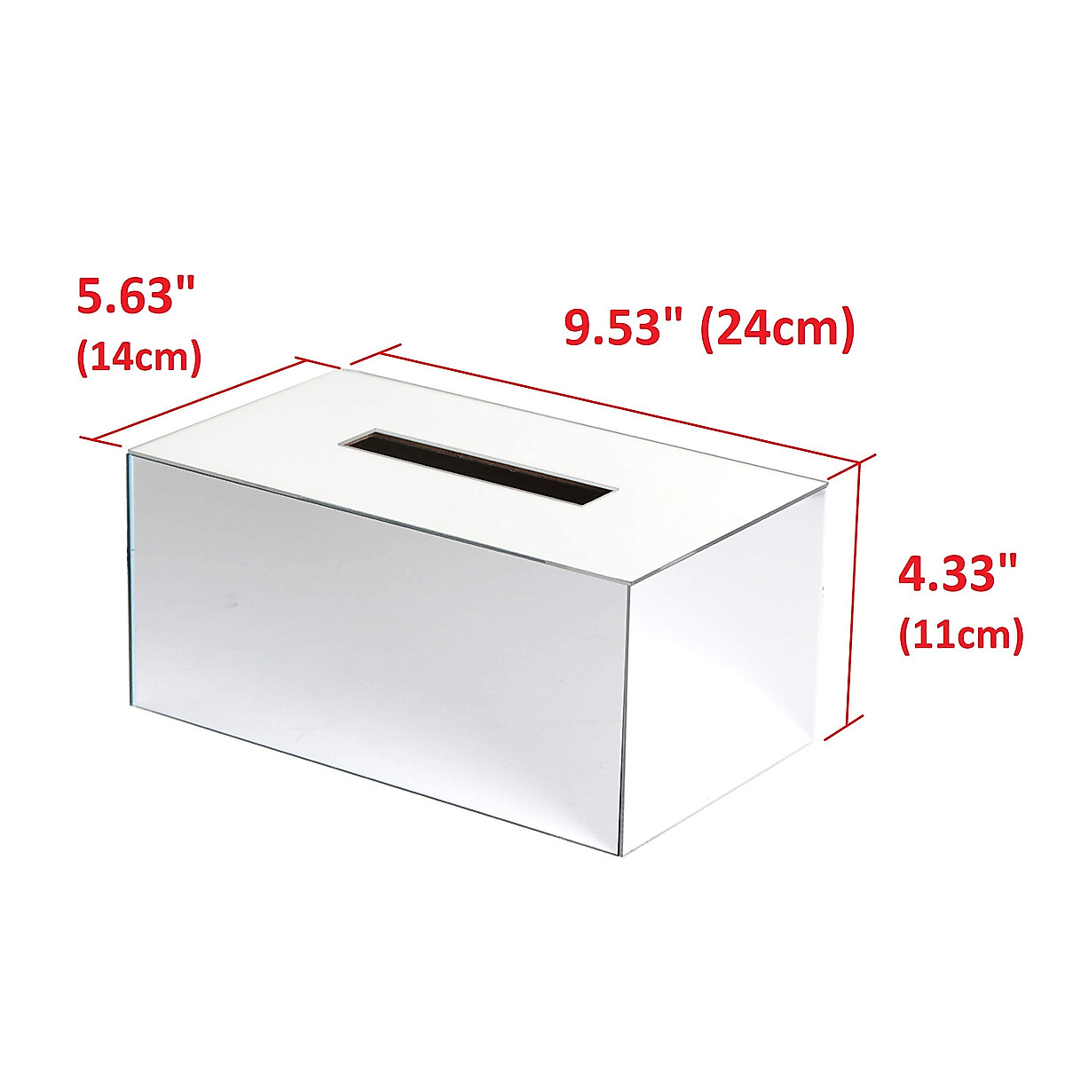 JackCubeDesign Overall Acrylic Mirror Rectangle Tissue Box Holder Case Storage Case Stand Box Napkin Holder Organizer (9.53 x 5.63 x 4.33 inches) - MK219B