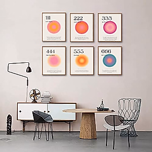 Aura Angel Numbers Poster Sets of 6 for Room Aesthetic Minimalist Inspirational Quotes Canvas Wall Art Bedroom Aesthetic Decor 8x10 Inch Unframed