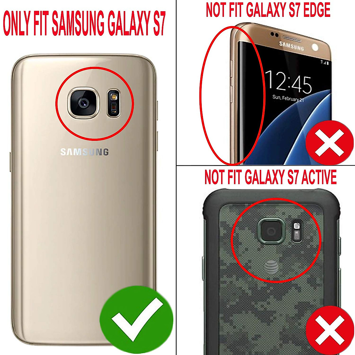 STARSHOP Samsung Galaxy S7 Phone Case, with [Tempered Glass Screen Protector Included] PU Leather Wallet Shockproof Cover Kickstand with Pocket Card Slots Magnet Closure -Dark