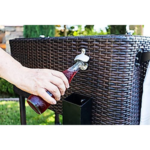 Permasteel 80-Qt Hand-Woven Wicker Patio Cooler with Wheels | Beverage Rolling Cooler for Backyard Deck, PS-A208-BB, Outdoor Drink Cart, Rattan Style, Brown