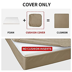 Easy-Going Waterproof Patio Cushion Covers 24x24x4 inch 4 Pack Replacement Non-Slip Outdoor Seat Cushion Slipcover with Zipper. ONLY Covers. Camel