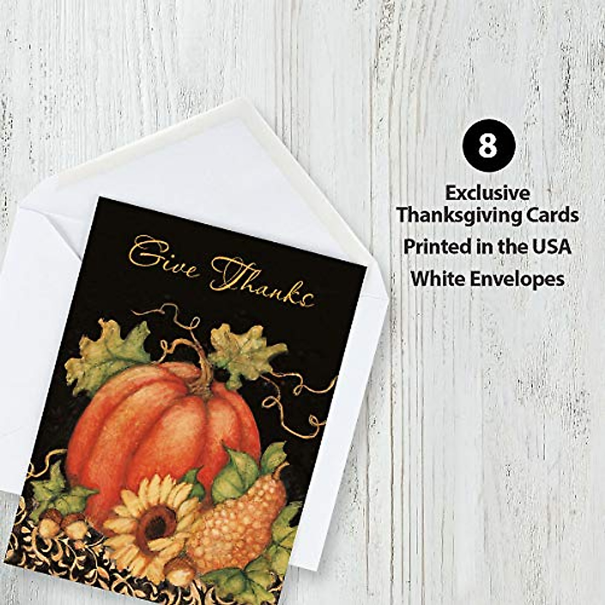 Current Pumpkin Harvest Scripture Thanksgiving Greeting Cards Set - Susan Winget Religious Holiday Card Variety Value Pack, Set of 8 Large 5 x 7-Inch Cards, Envelopes Included