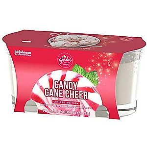 Glade Jar Candles, Fragrance Candles Infused with Essential Oils, Air Freshener Candles, Multiple Scents Available! (Candy Cane Cheer, 3.4oz- 2 Candles)