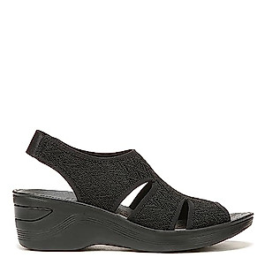 BZees Womens Daytona Slip-on Wedge Sandal, Black, 9 Wide US