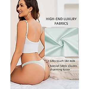 FOXROSE Seamless Thongs for Women Silk Thongs for Women Sexy Satin Thongs for Women Underwear Seamless (5 Pack, Medium)