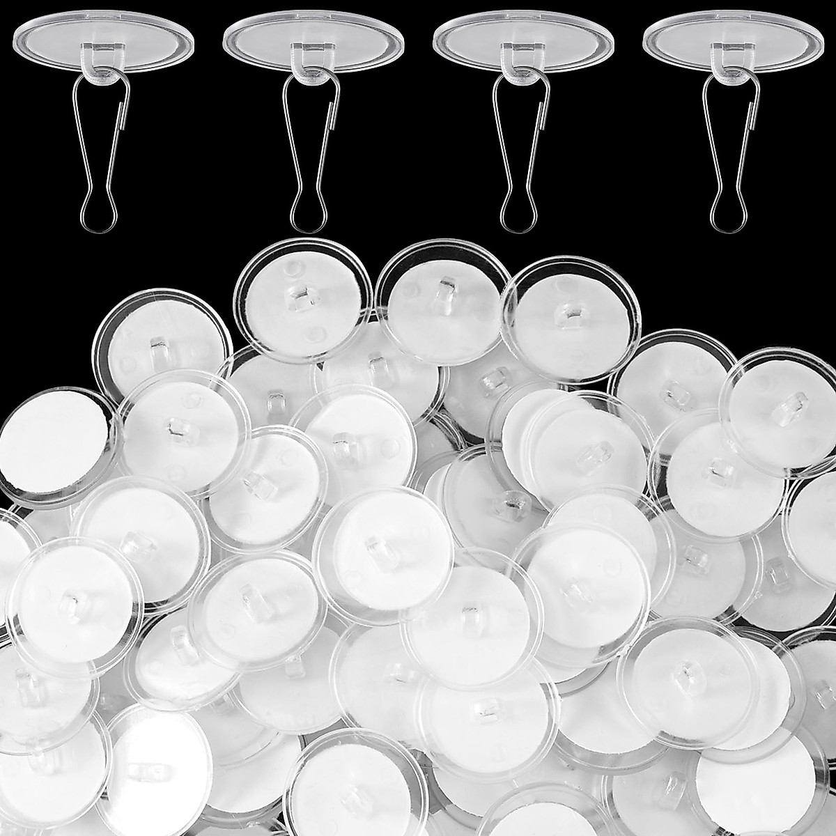 Isslly 80 Pack Adhesive Ceiling Hooks, Self-Adhesive Ceiling Hooks for Hanging, Sticky Hooks for Hanging, No-Drill Ceiling Discs with Metal Hook for Wedding, Party, Festivals Decor