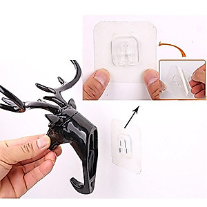 Vintage Deer Head Antlers Wall Hook (Max:10kg) for Hanging Hat Scarf Bag Key Clothes Bathroom Kitchen Towel Holder Hanger Rack Wall Wedding Gift (Black)
