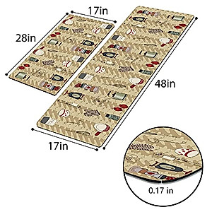 Super Absorbent Kitchen Mats for Floor Ultra Thin for Summer Using Set of 2, Rubber Backing Carpet Rugs Mat Cushioned, Quick Dry Floor Mats, Machine Washable Laundry Room Rug…