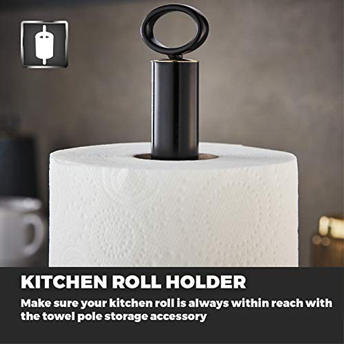 TOWER Mug Tree and Towel Pole, us:one Size, Black