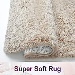 Toneed Camel Fluffy Area Rugs for Bedroom, 5 x 8 Feet Clearance Soft Fuzzy Shaggy Rug for Boys Girls Kids Room Throw Dorm Nursery Kindergarten Carpet