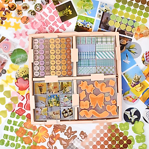 DAPUTOU 2000PCS Scrapbook Stickers,Butterfly Stars Ribbon Letter Flowers Scrapbooking Stickers Kit Transparent for Holiday Scrapbook Supplies Aesthetic Craft Junk Journal Planners 100-Sheets