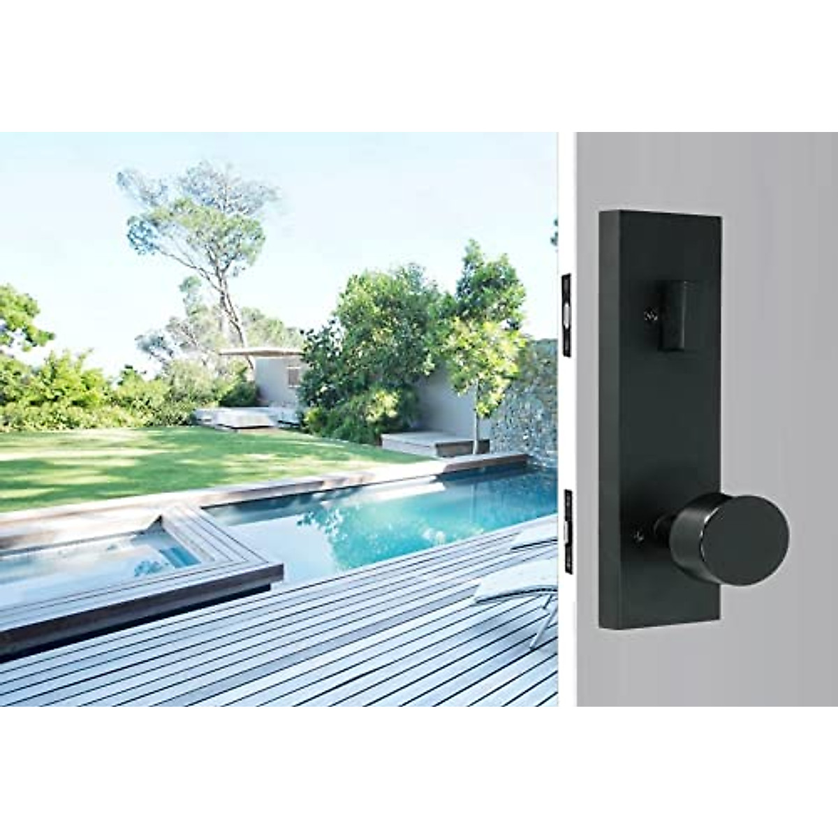 Weslock 066214242SL2D Addy Entry Handle with Mesa Knob (Keyed Handleset, Matte Black)