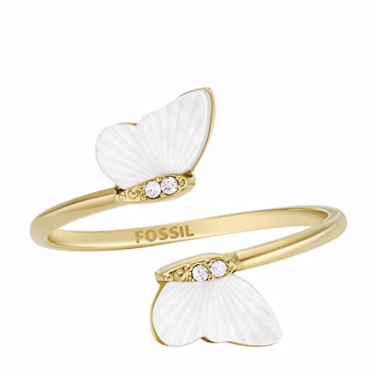 Fossil Women's Stainless Steel MOP Butterfly Ring, Color: Gold (Model: JF04423710)
