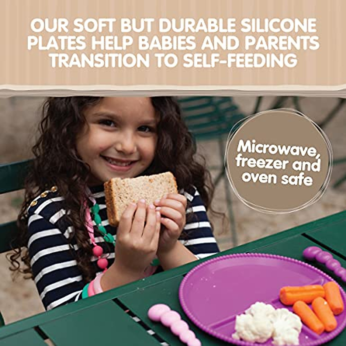 Chewbeads Silicone Divided Plates - Set of 2 - Non Slip Toddler and Baby Plates - Dishwasher, Microwave & Freezer Safe Silicone Plates for Baby - 100% Silicone, BPA Free & Phthalate Free