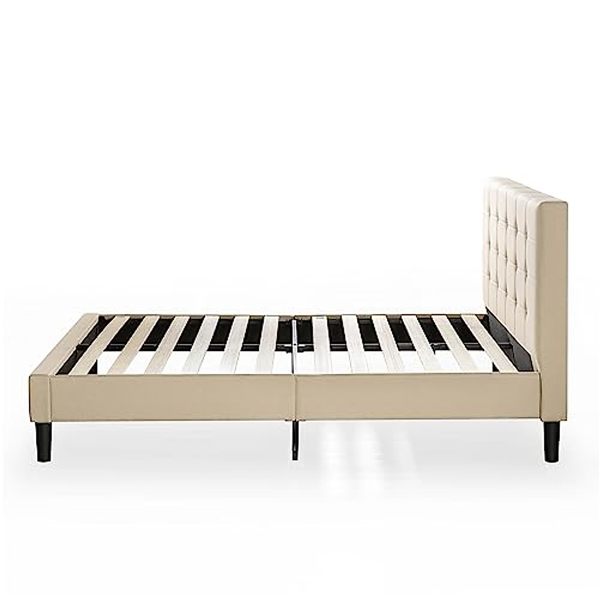 ZINUS Ibidun Upholstered Platform Bed Frame, Mattress Foundation, Wood Slat Support, No Box Spring Needed, Easy Assembly, Full, Beige
