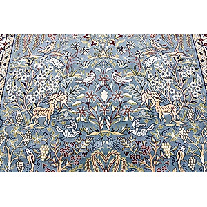 Unique Loom Narenj Collection Classic Traditional Textured Hunting Design Area Rug, 8 ft x 10 ft, Blue/Tan