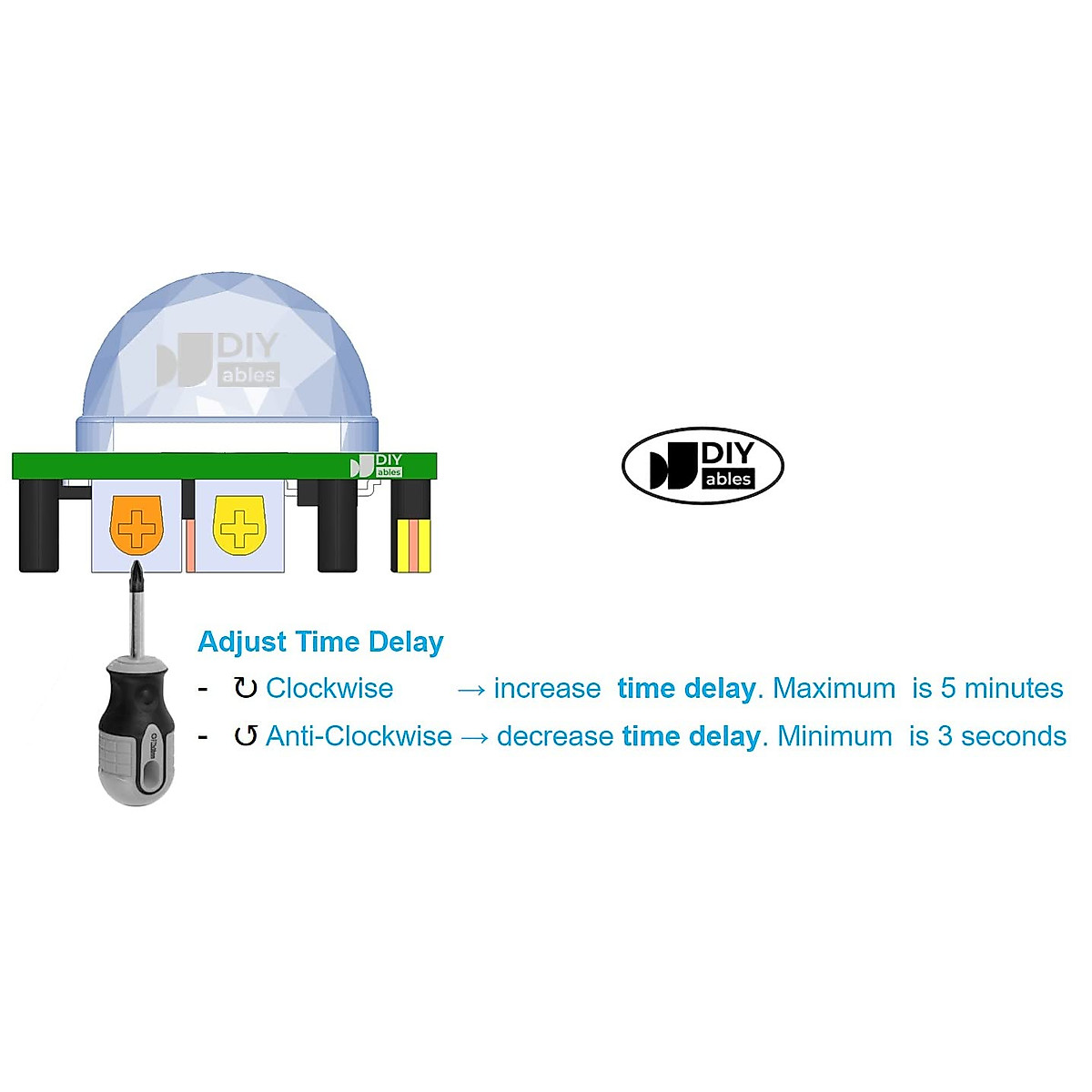 DIYables 2pcs HC-SR501 Infrared PIR Motion Sensor for Arduino, ESP32, ESP8266, Raspberry Pi