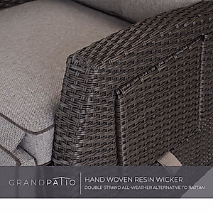 Grand patio Outdoor Reclining Chairs with Extended Footrest Adjustable WickerPatio Lounge Recliner up to 150° with Flip Side Table Cool Grey