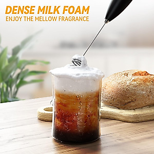 Henna Milk Frother With Stand Battery Operated Foam Maker Frother Wand For Coffee, Latte, Cappuccino, Hot Chocolate, Mini Drink Mixer Stainless Steel Whisk., Small, Gray