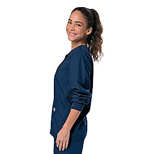 Landau Scrub Zone Unisex Relaxed Fit 2-Pocket Snap-Front Scrub Jacket 75231 Navy