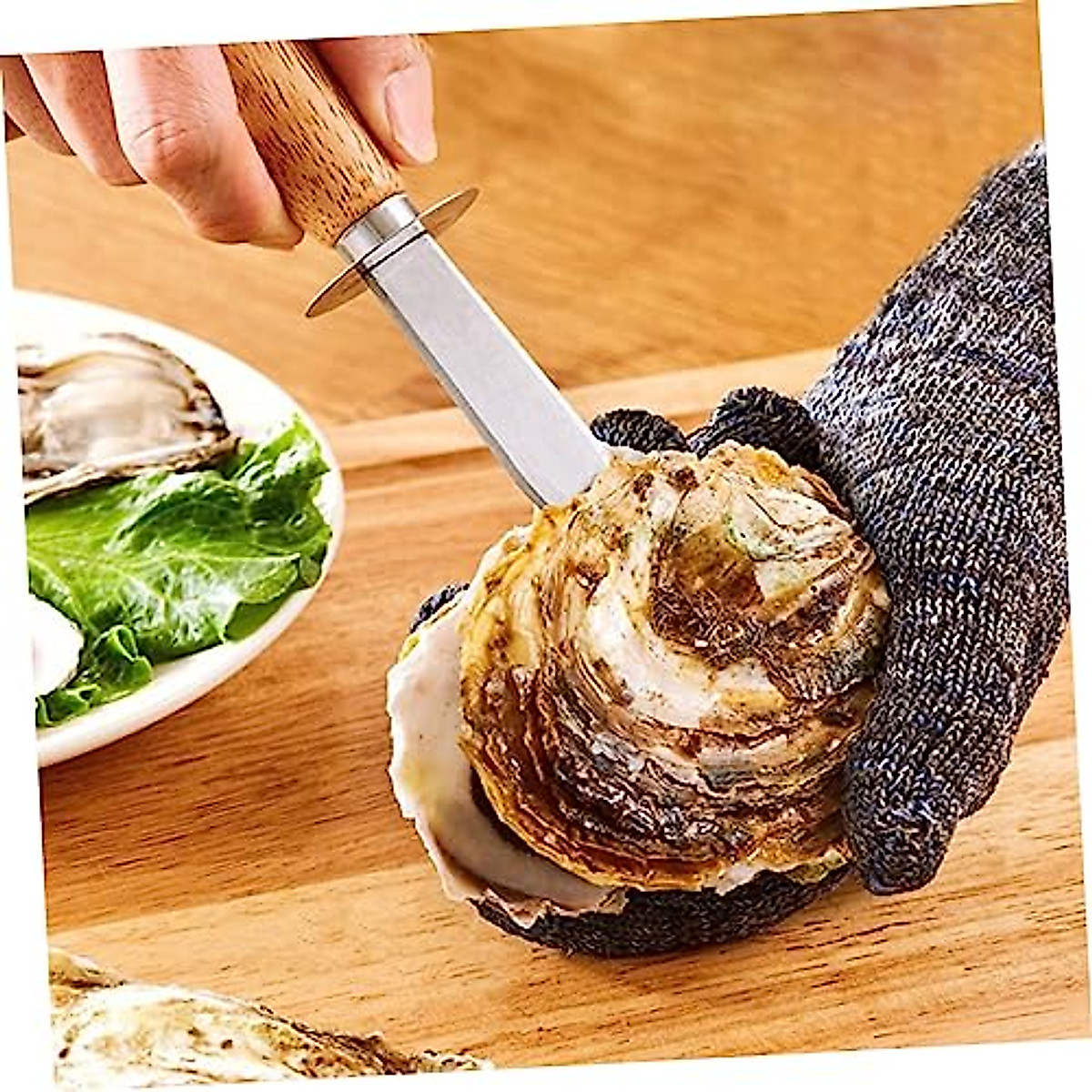 Angoily Seafood Tools 2pcs Stainless Steel Oyster Knife Oyster Shucker Shell Cutter Kitchen Supplies Stainless Steel, Wood Shelled Shell Knife Oyster Shucking Tools Oyster Cutter