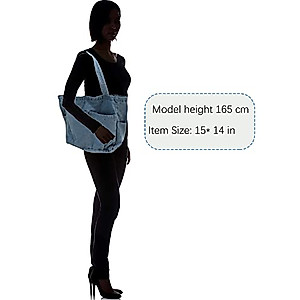 YunZh Denim Tote Bag Casual Style Lightweight Classic Retro Travel Shopper Shoulder Handbag