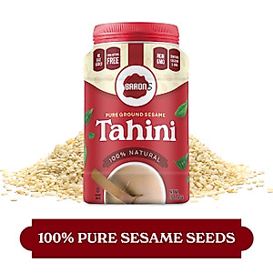 Baron's Pure Tahini Sesame Paste | Rich Creamy Taste For Hummus, Dips & Baba Ghanoush | Kosher, All-natural, Keto-friendly Ground Seeds | Vegan, Non-gmo, Gluten- & Peanut-free | 2 Jars Of 16 Oz.