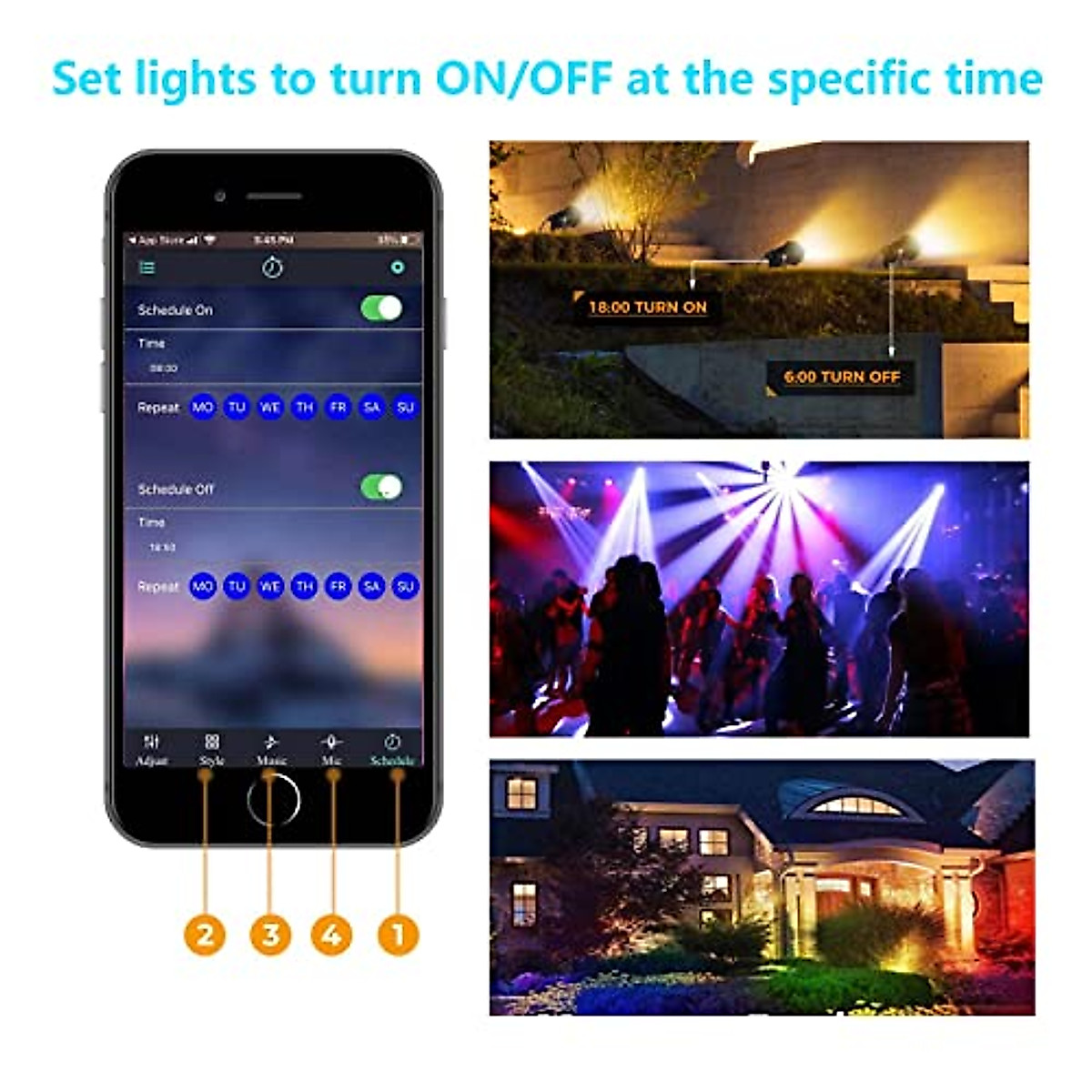 Color Changing Spot Light Outdoor, IP65 Waterproof Yard Spotlights, 12W RGB Christmas Decorate Landscape Lights APP & Remote Control Metal Case Spiked Stand for Houses Garden Trees Flags (2 Pack)